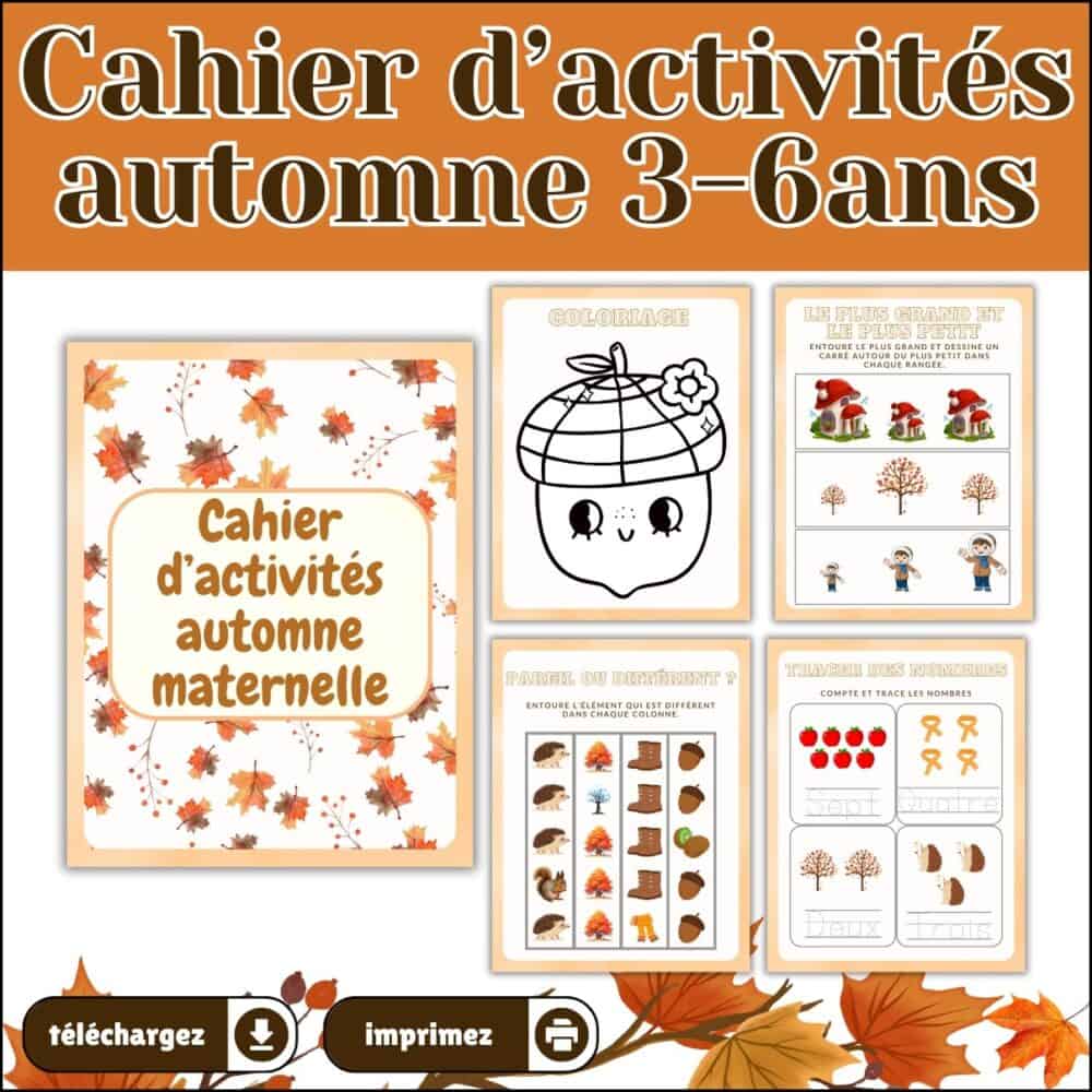 Cahier d'activités automne maternelle à imprimer
