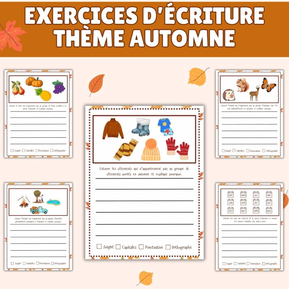 Exercices d'écriture ludiques 7 à 10 ans – thème automne